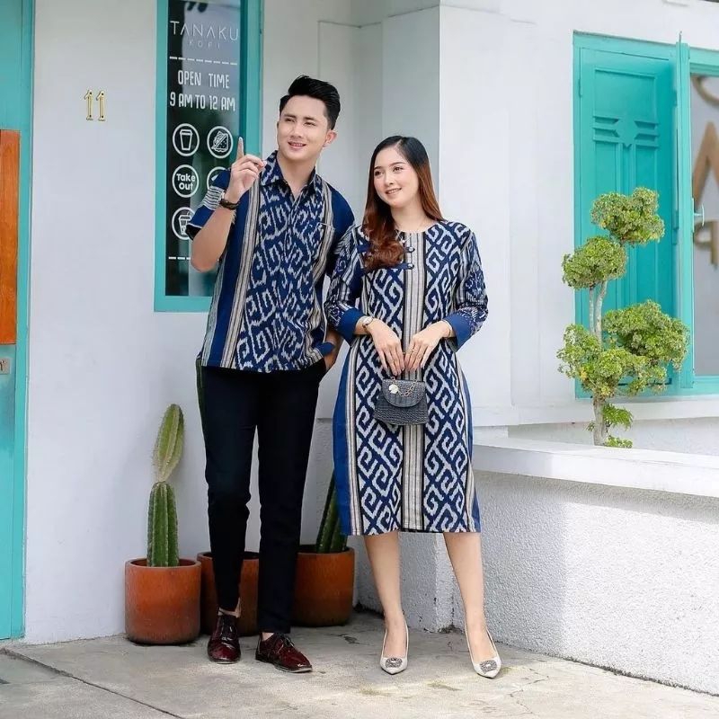 Jual BAJU SET SERAGAM COUPLE TENUN SARIMBIT MOTIF KEKINIAN, BAJU ...