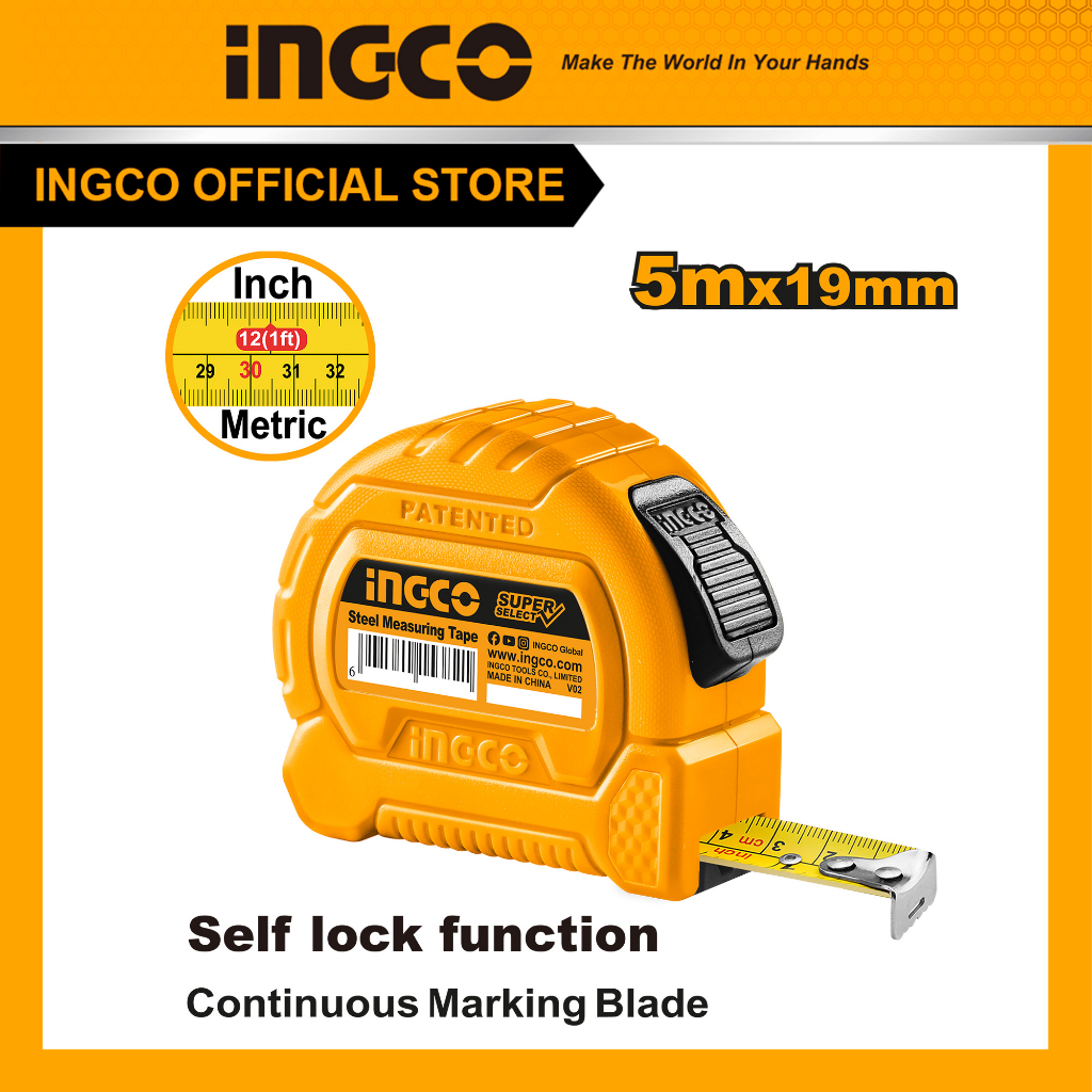 Jual (INGCO) - INGCO (SS) METERAN POLOS AUTOSTOP 5M X 19MM HSMT27519 | Shopee Indonesia