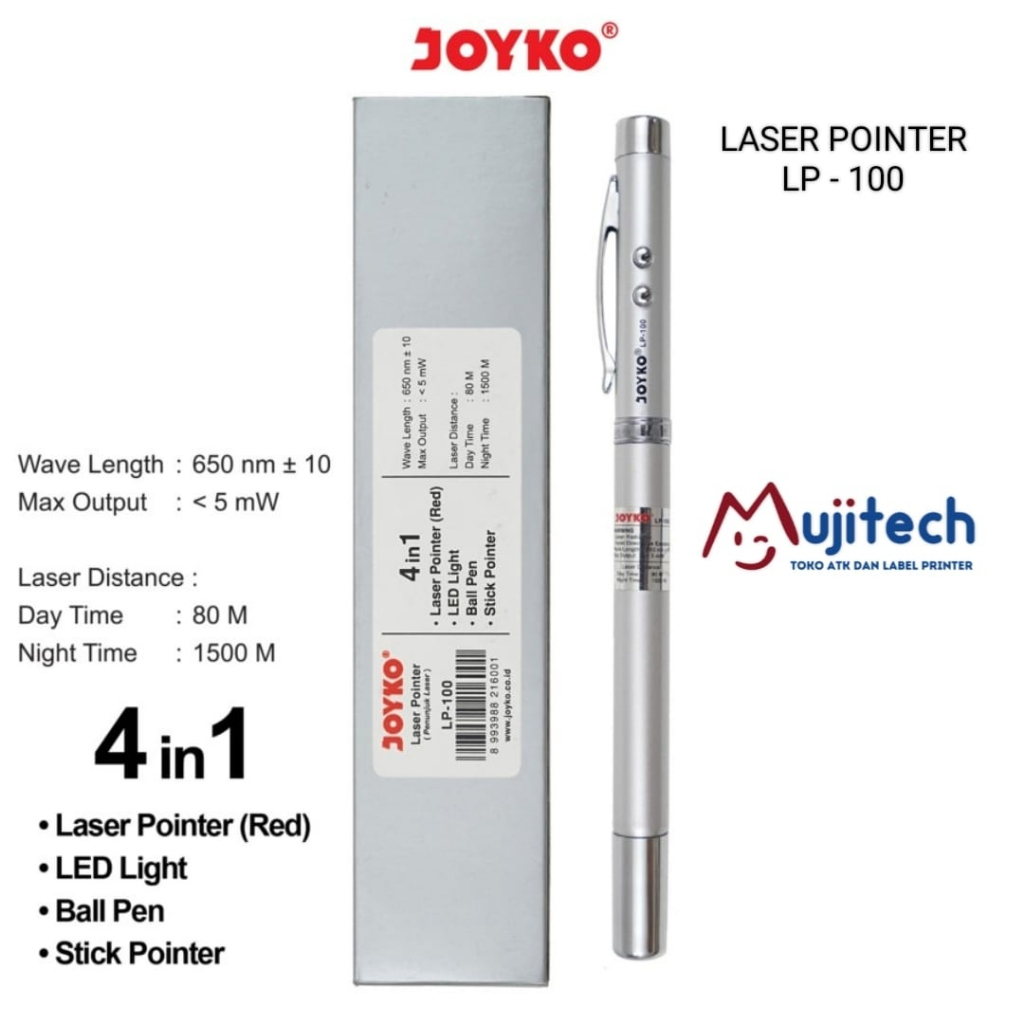 Jual JOYKO LP-100 LASER POINTER PLUS PULPEN SENTER STICK ADJUSTABLE 4 ...