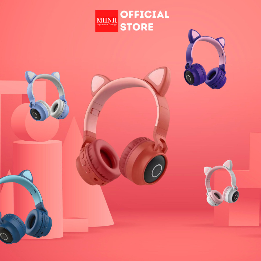 Jual MIINII New Earphone BT028C Bluetooth Model Kucing Lampu LED ...