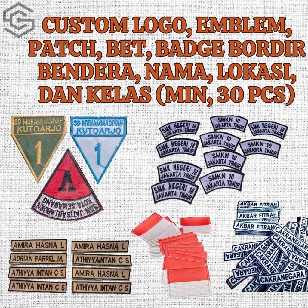 Jual Custom Logo Patch Bet Bed Badge Bordir Nama, Kelas, Lokasi ...