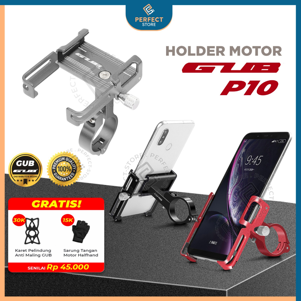 Jual Holder HP Motor GUB P10 Original Phone Stand Bracket Sepeda Motor ...