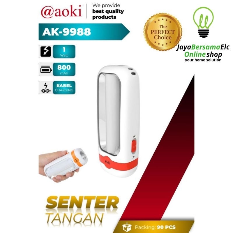 Jual Senter LED AOKI 10 SMD + 1W 2 in 1 Emergency Lamp Darurat ...
