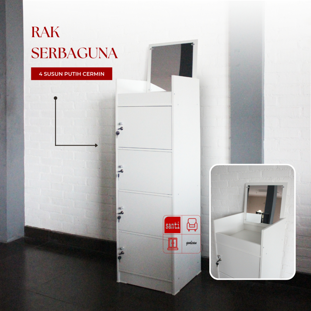 Jual Rak serbaguna / Meja Rias 4 susun Full Putih Shouma | Shopee Indonesia