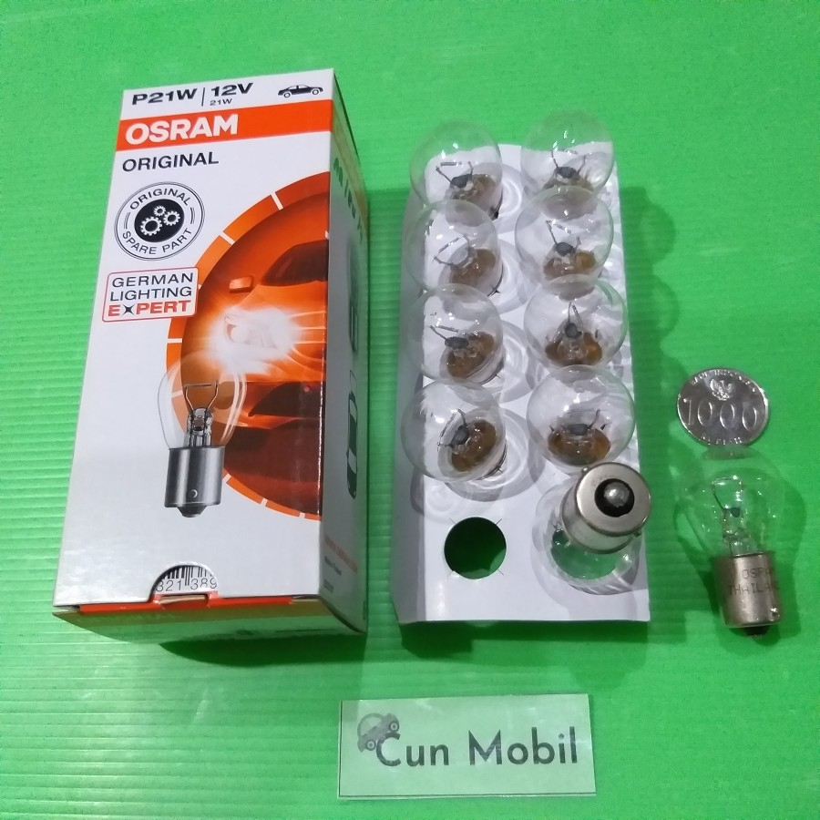 Jual BOHLAM SEN MUNDUR MERK OSRAM 12V 24V P21W KAKI 1 BESAR BENING | Shopee Indonesia