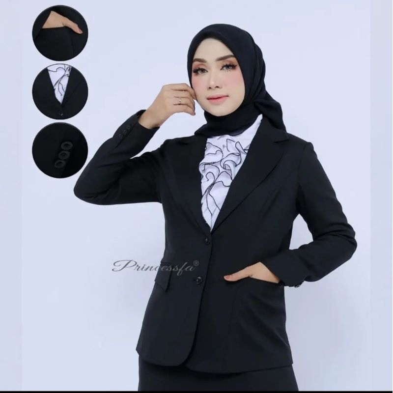 Jual blazer wanita seragam dinas seragam asn jas hitam jas wanita hitam ...