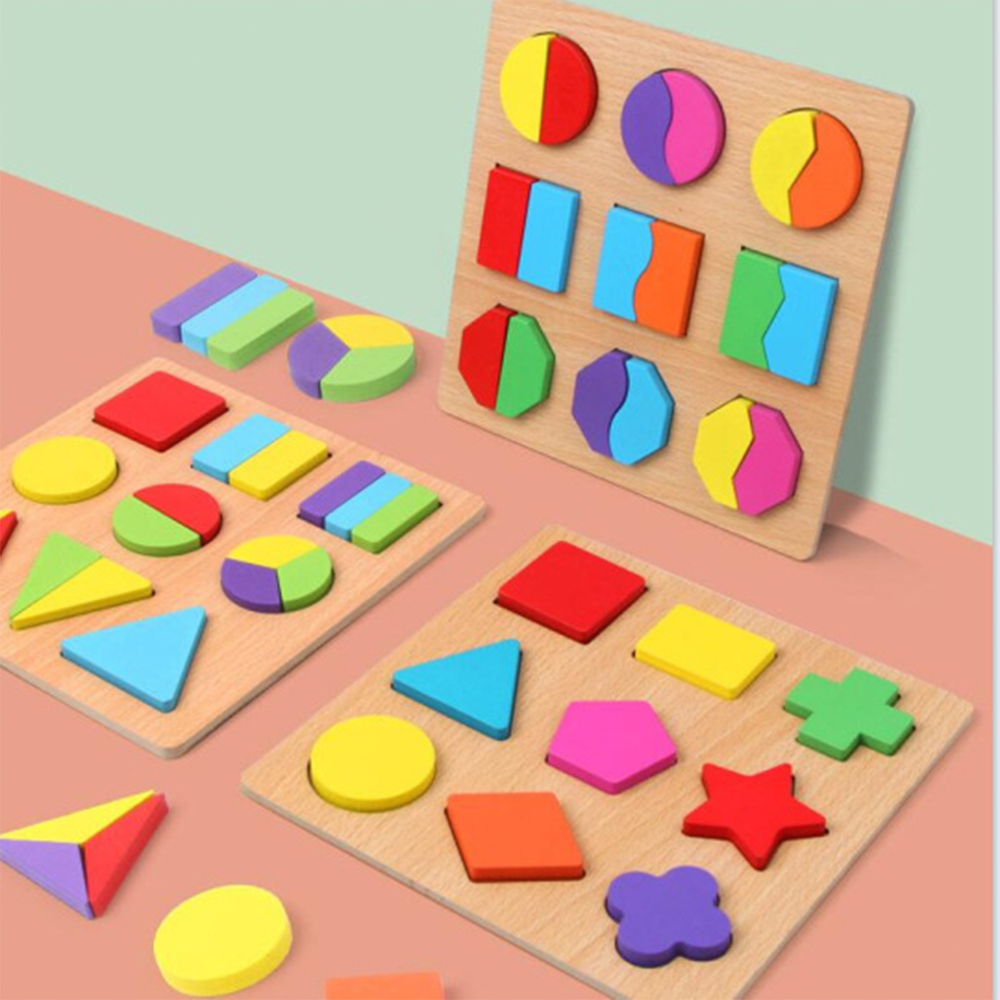 Jual UCLI Mainan edukasi puzzle kayu/ Puzzle geometri puzzle bentuk ...