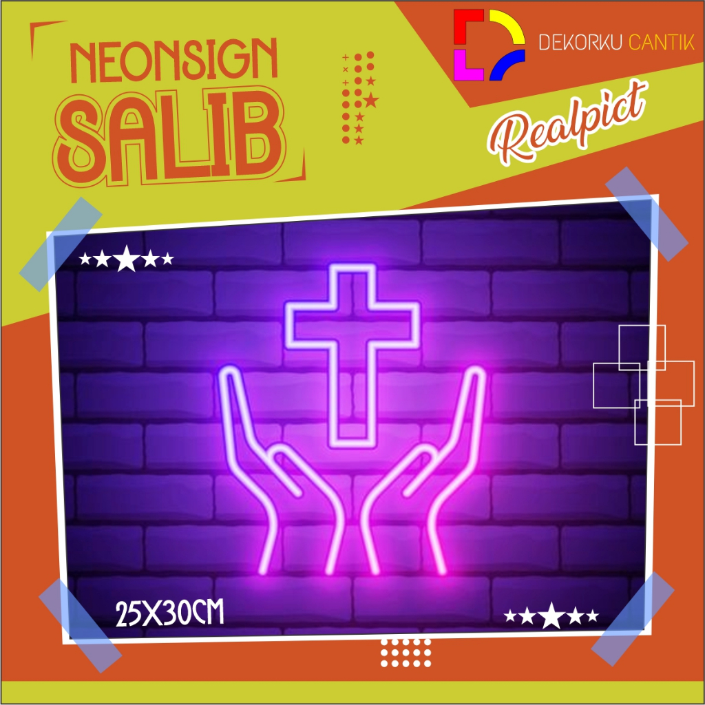 Jual Neon Sign Lampu Hias LED Logo Salib Kristen Hiasan Gereja Neon ...
