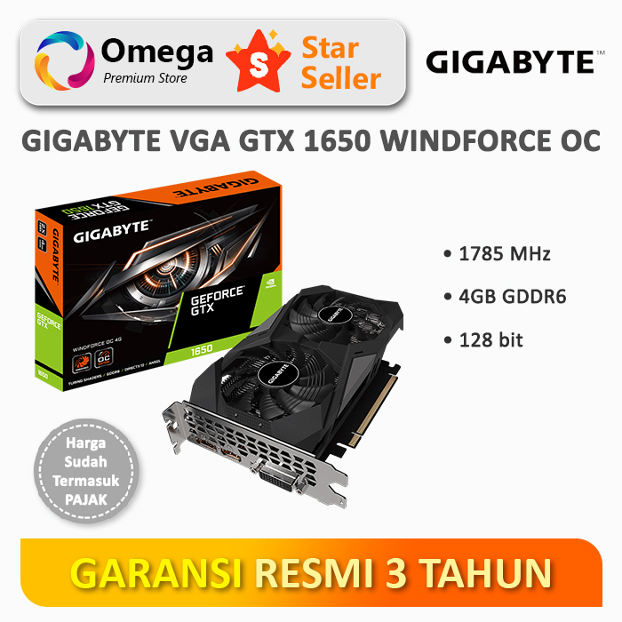 Jual VGA Gigabyte GeForce GTX 1650 Windforce OC 4G | Shopee Indonesia