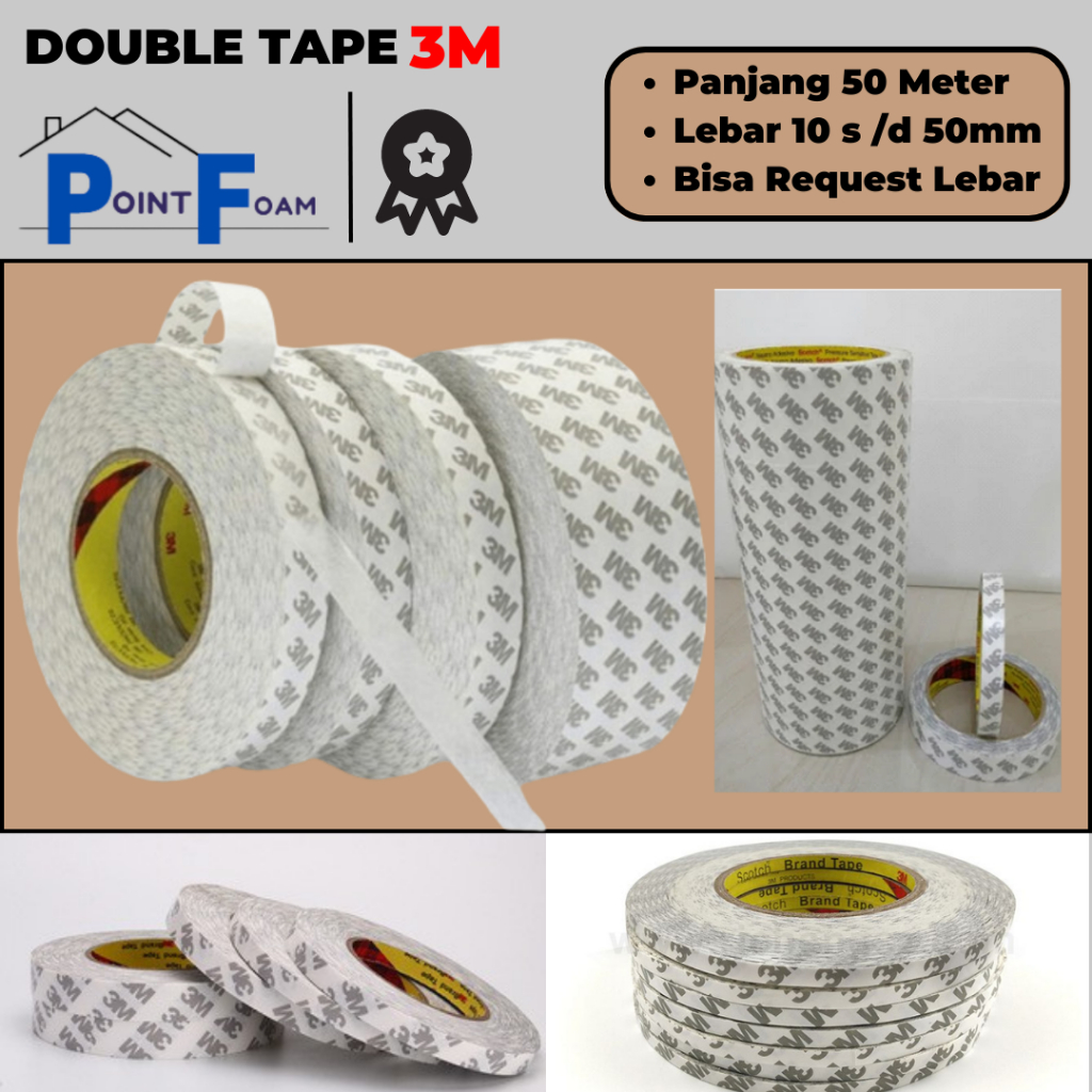Jual Double Tape 3M 9075i Panjang 50 Mtr dengan lem dua sisi lem ...