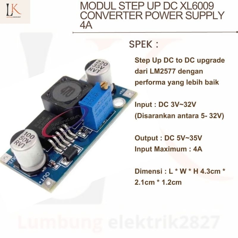 Jual MODUL STEP UP DC XL6009 CONVERTER POWER SUPPLY 4A | Shopee Indonesia