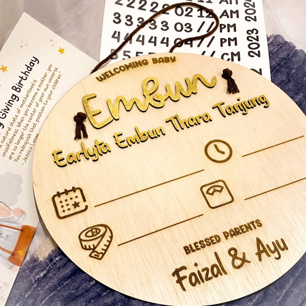 Jual Papan Nama Bayi Lingkaran | Biodata Bayi | | Props Fotografi ...