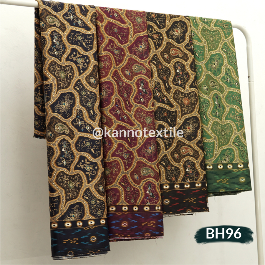 Jual KAIN BATIK HALUS SEMI SUTRA BH96 MOTIF ABSTRAK WARNA HIJAU/UNGU ...