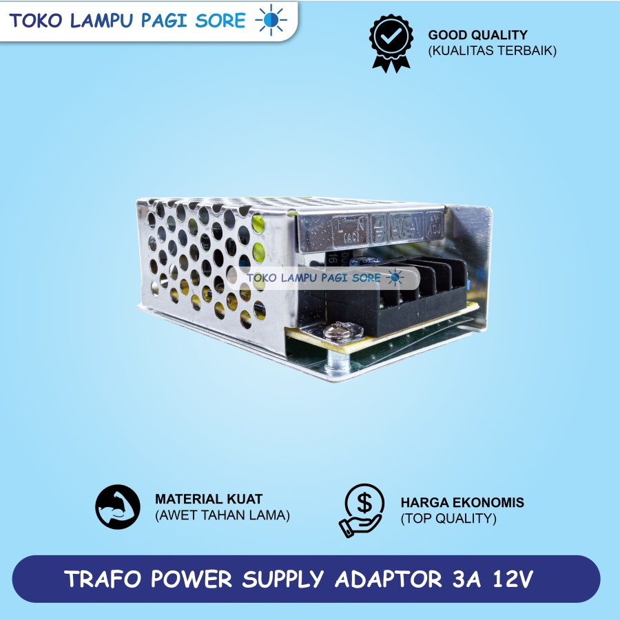 Jual Adaptor Power Supply 12V 3A Switching LED Trafo 3 Ampere | Shopee ...