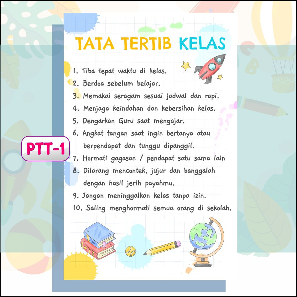 Jual Poster Tata Tertib Sekolah Hiasan Kelas Aesthetic Tugas Sekolah Jadwal Pelajaran 