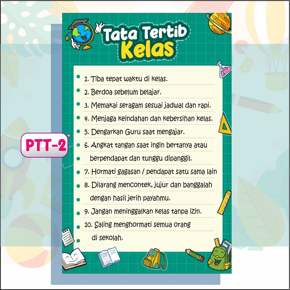 Jual POSTER TATA TERTIB SEKOLAH | HIASAN KELAS AESTHETIC | TUGAS ...
