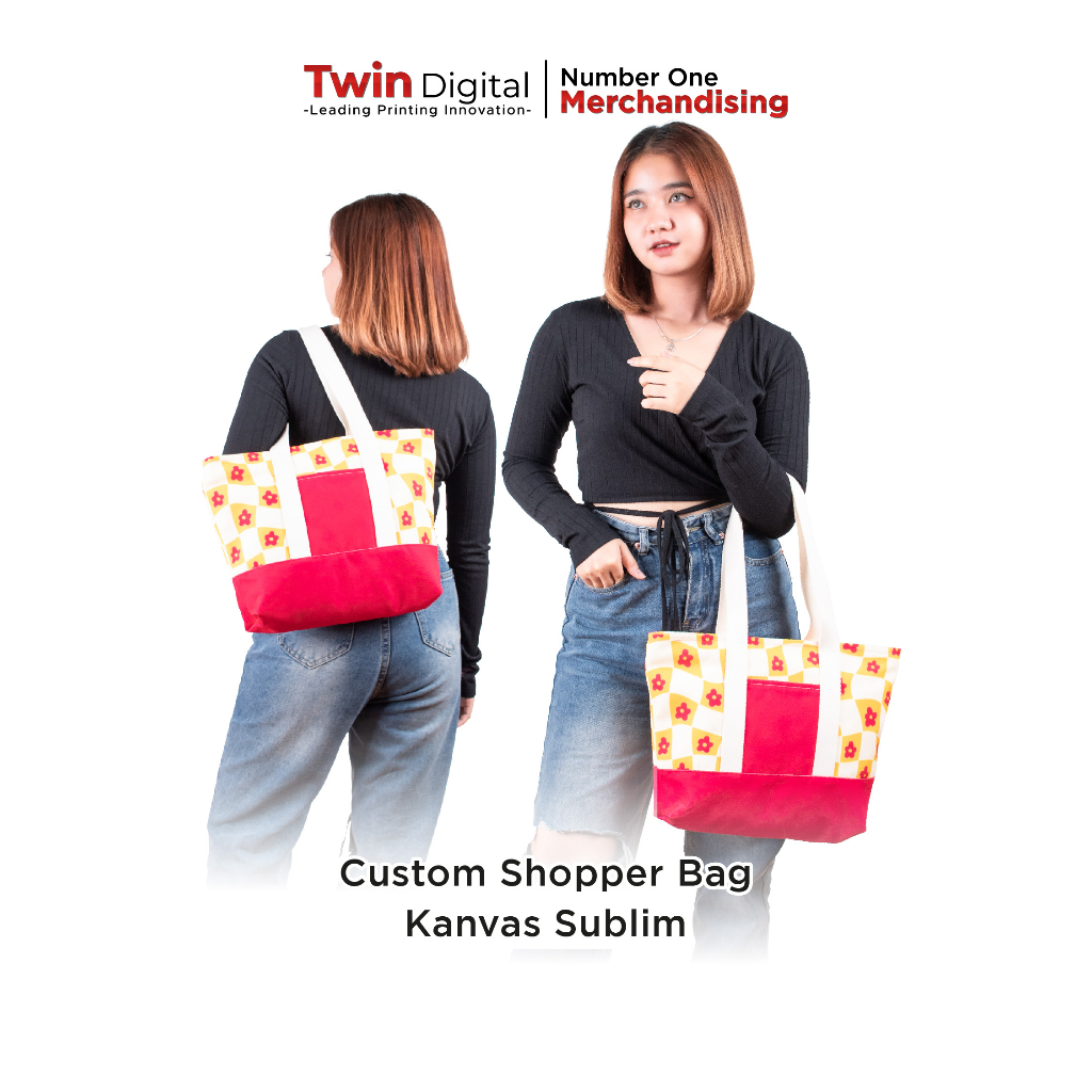 Jual Twindigital Tote Bag Wanita Korean Style / Custom Tas Laptop 13 Inch / Tas Kuliah Casual ...
