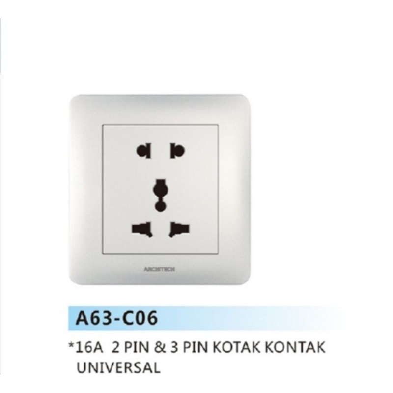 Jual Stop Kontak Universal Architech Infinity Putih White A63-C06 universal | Shopee Indonesia