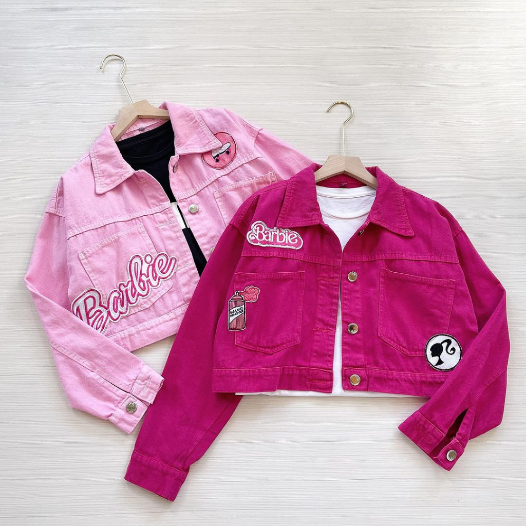 Jual JACKET JEANS CROPTY PATCH BARBIE KODE FX | Shopee Indonesia