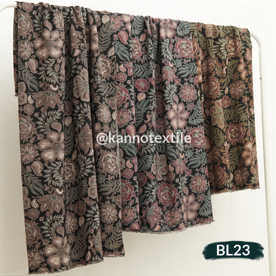 Jual Kain Batik Halus BSY Sanwos BL23 Motif Bunga Warna Abu/Merah ...