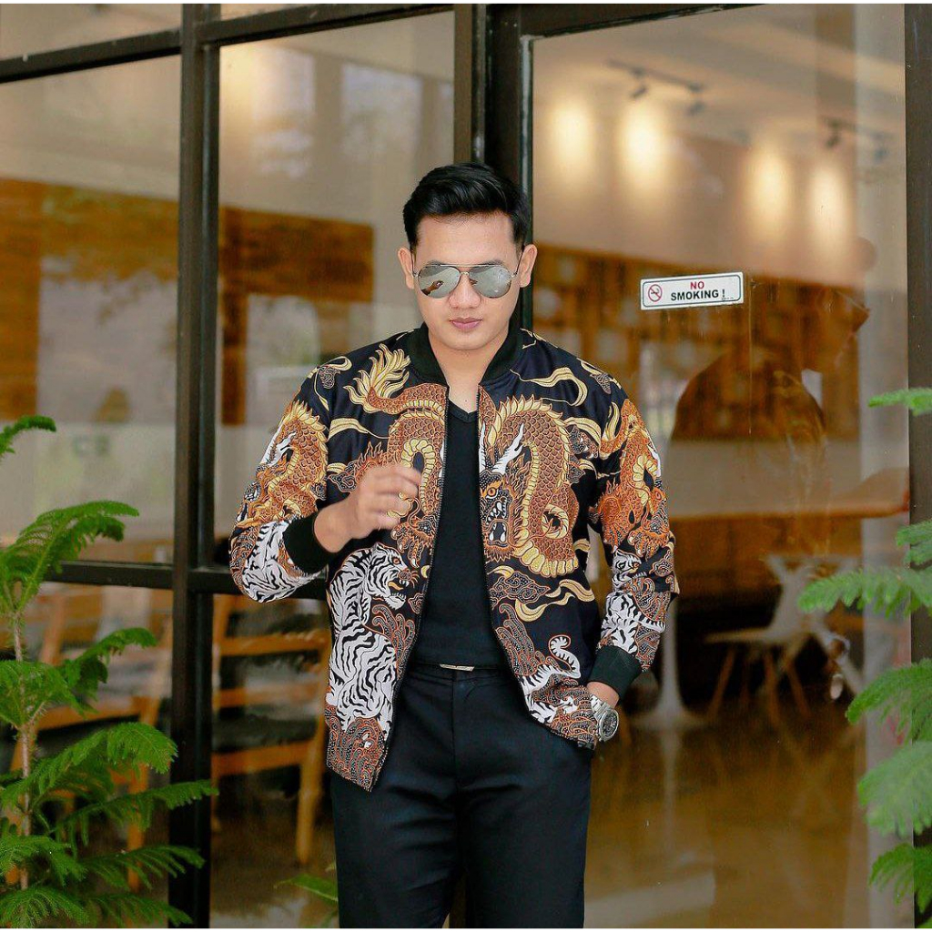 Jual Benang Raja Jaket Pria Kombinasi Tulis Primis Motif Naga Awan ...