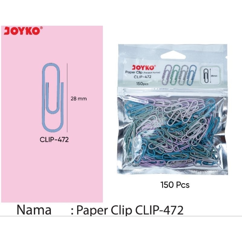 Jual Paper clip Warna Joyko CLIP-472 (1set/isi 150pcs) | Shopee Indonesia