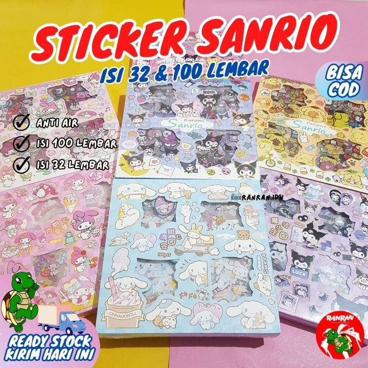 Jual Stiker Sanrio 100 & 32 LEMBAR SANRIO STIKER TRANSPARAN ANTI AIR ...