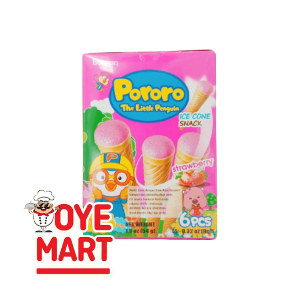 Jual PORORO ICE CONE SNACK RASA STRAWBERRY 54GR | Shopee Indonesia