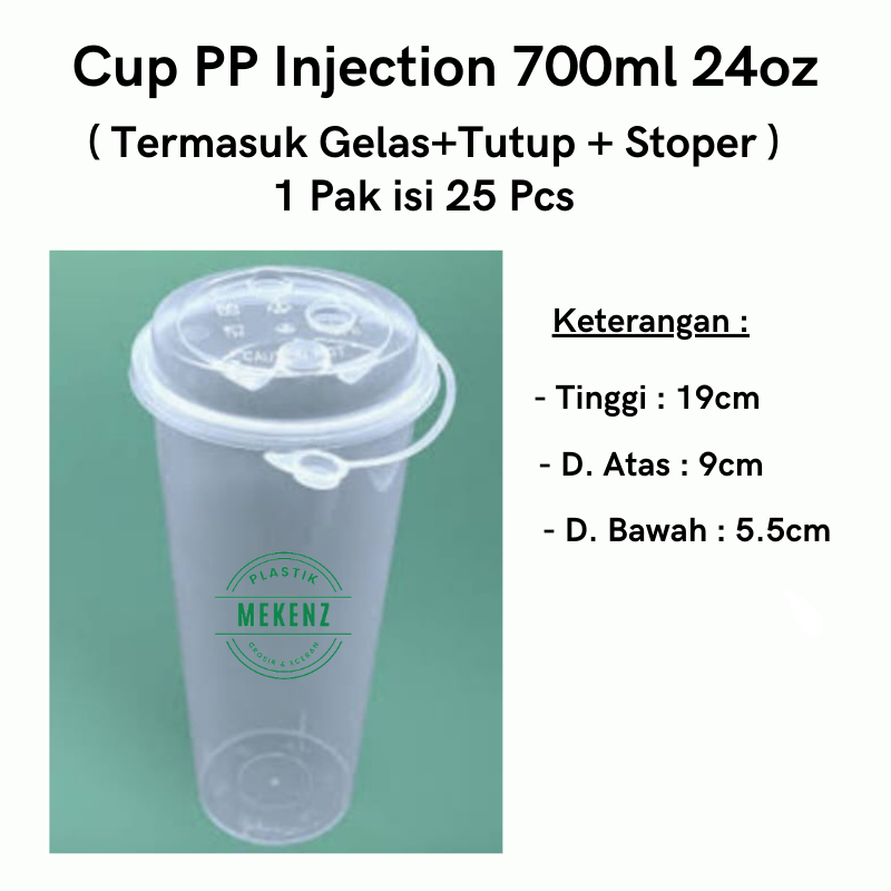 Jual PP Injection Cup 24oz 700ml Isi 25 Pcs l Gelas Plastik Boba Cheese ...