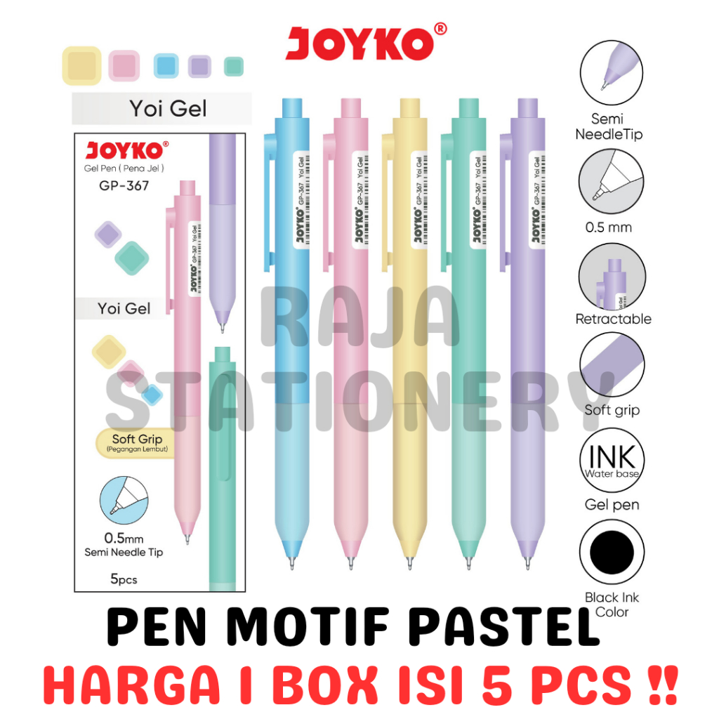 Jual JOYKO GEL PEN 0.5 BLACK PEN PULPEN JEL JOYKO CETEK HITAM GP-367 ...