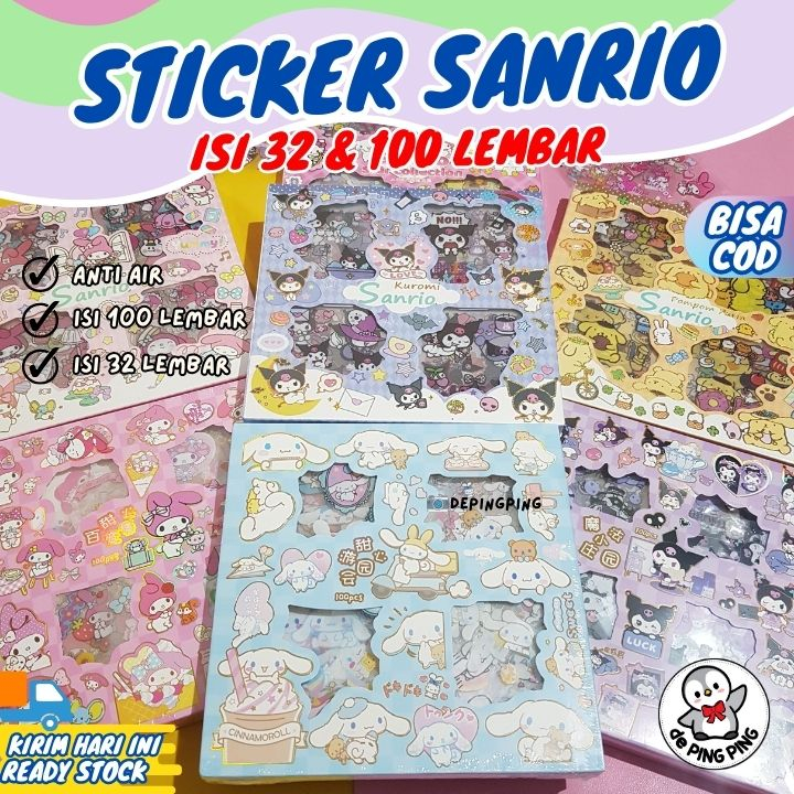 Jual Stiker Sanrio 32 & 100 LEMBAR SANRIO STIKER TRANSPARAN ANTI AIR ...