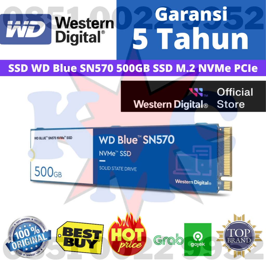 Jual WD BLUE SSD SN570 500GB M2 NVME PCIe 2280 WDC 500 GB M.2 Original ...