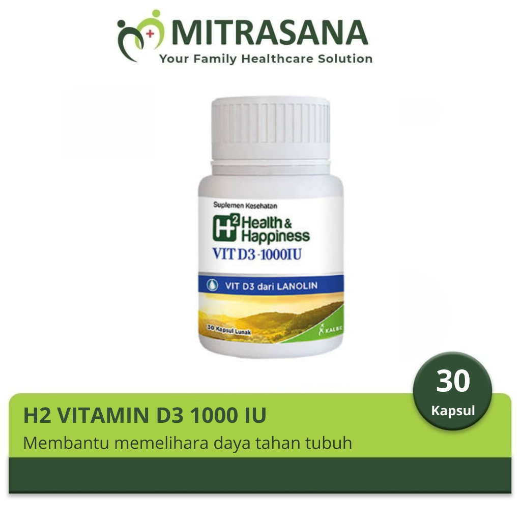Jual H2 Vitamin D3 1000 Iu 30 Kapsul Membantu Menjaga Daya Tahan 4377