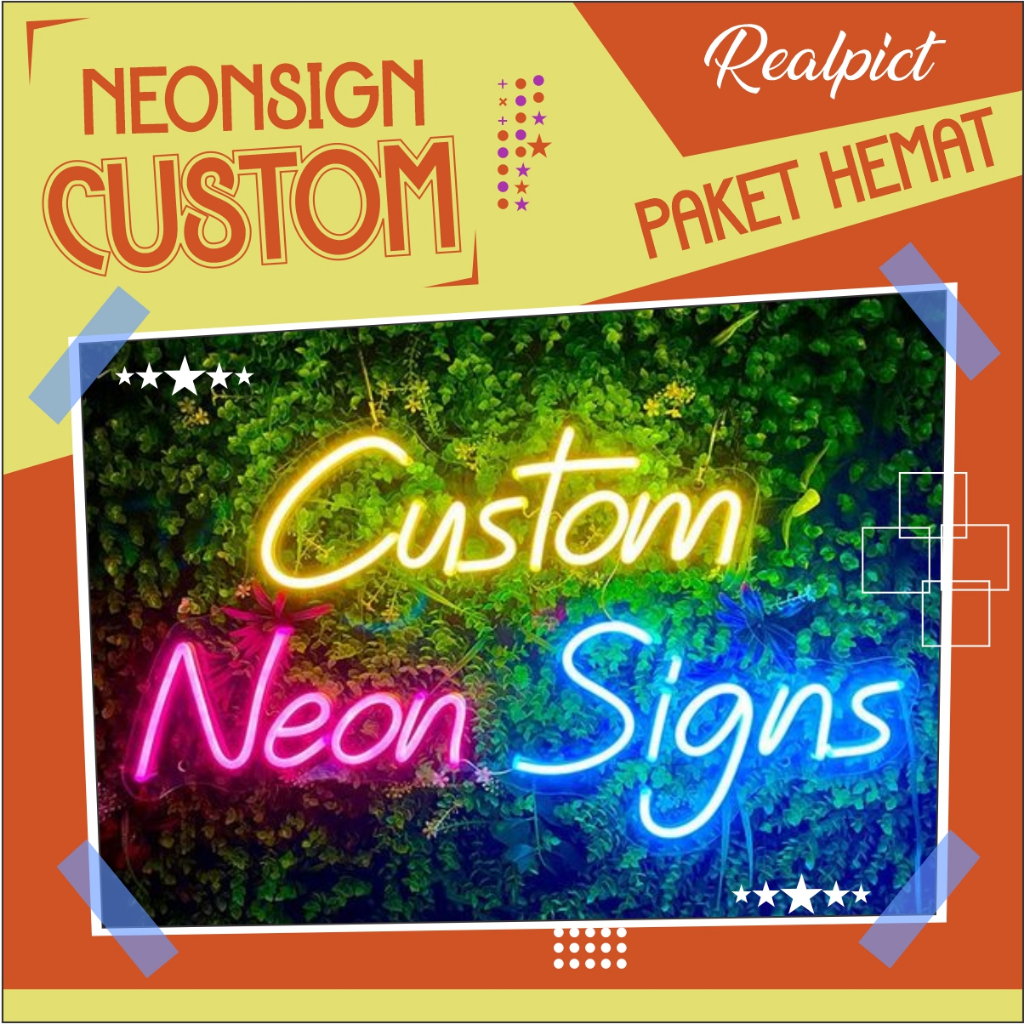 Jual PAKET HEMAT 10-20Huruf Neon Flex Sign Lampu Nama Akrilik Custom ...