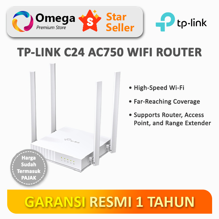 Jual TP-Link Archer C24 AC750 Dual-Band Wi-Fi Router | Shopee Indonesia