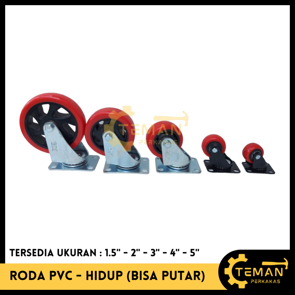 Jual RODA TROLI PVC 4 INCH / RODA TROLLEY PVC MERAH 4" HIDUP MATI REM ...