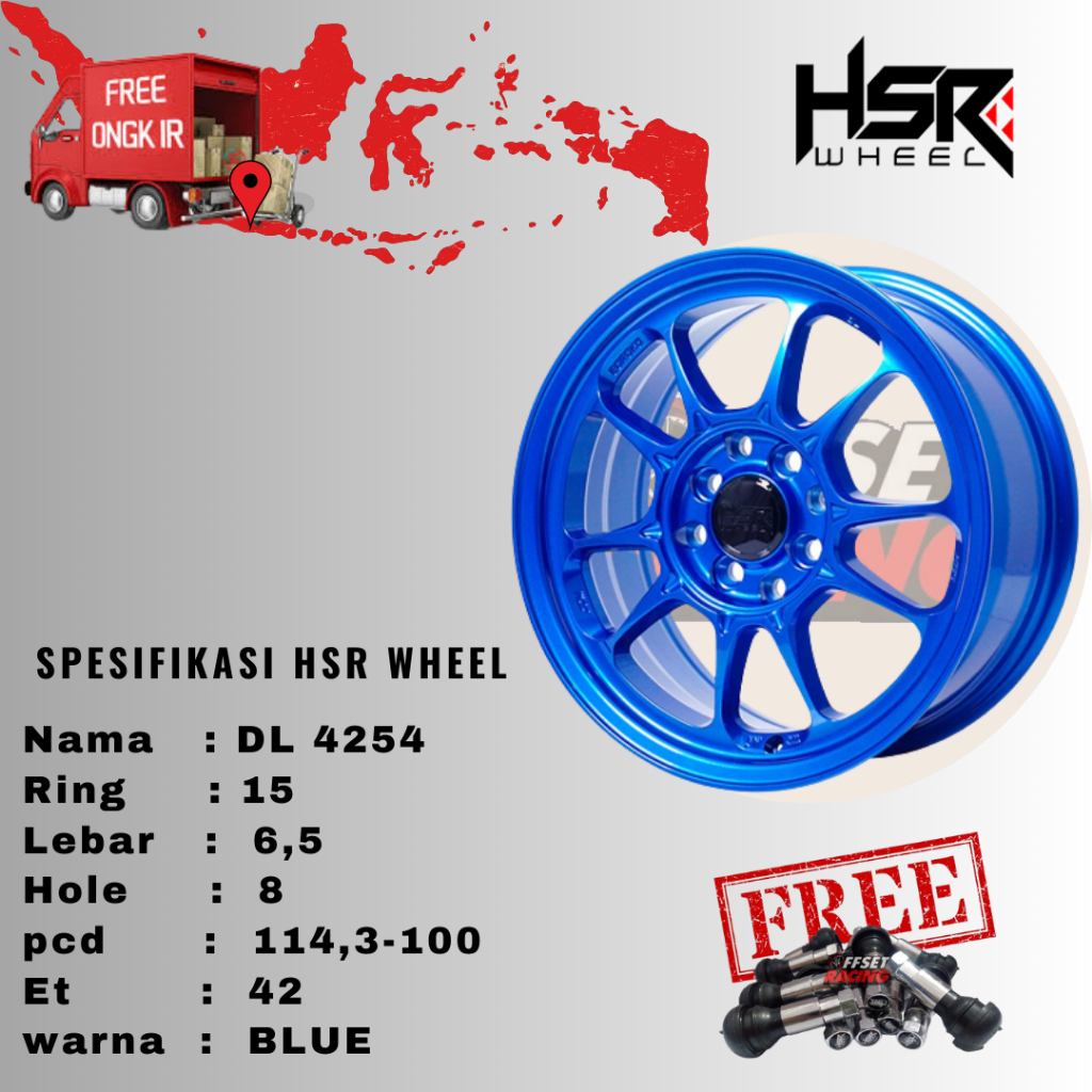 Jual Pelek mobil Blue HSR DL Ring 15 Velg racing Untuk mobil Avanza New ...