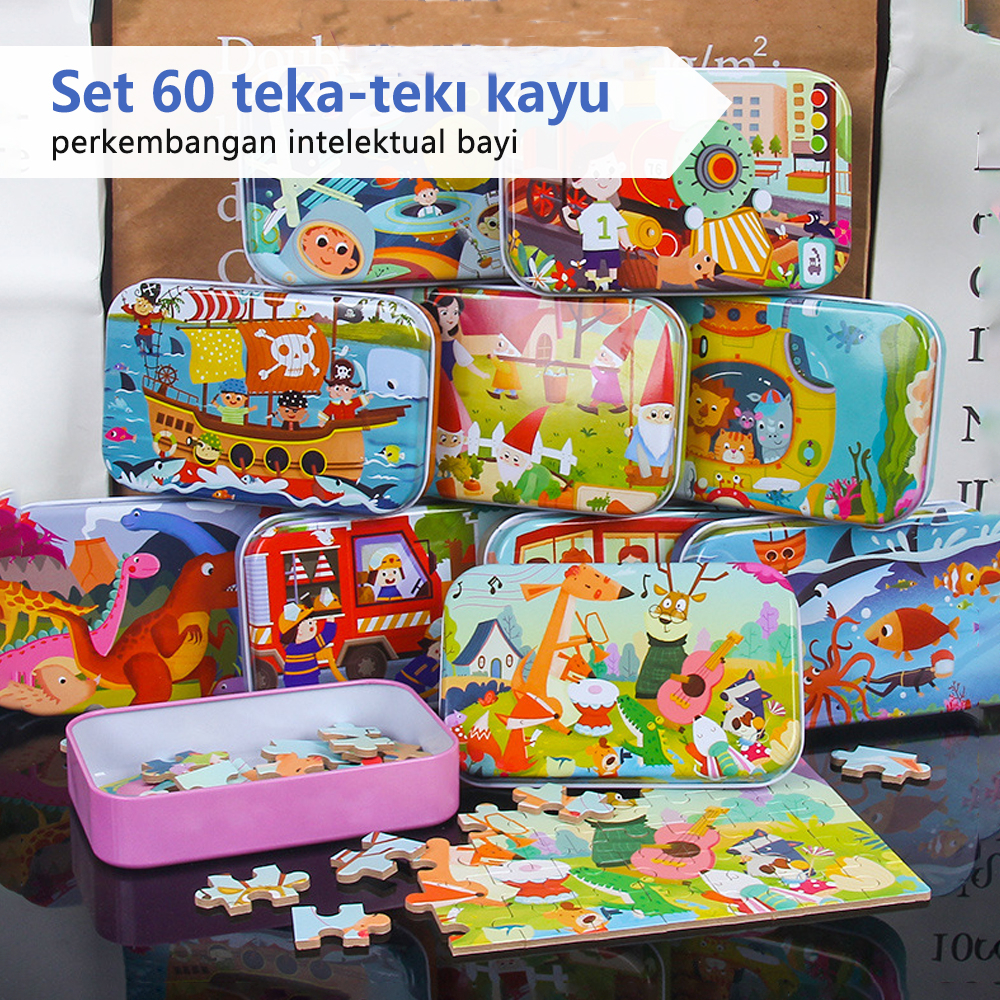 Jual JOYOBABY Puzzle Kayu Kotak Besi/Jigsaw Puzzle Kaleng 60 Pcs/Mainan ...
