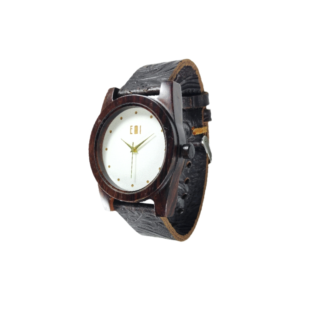 Jual Emi Watch Jam Tangan Kayu Kalpa Batik Dial Putih Strap Kulit Sapi ...