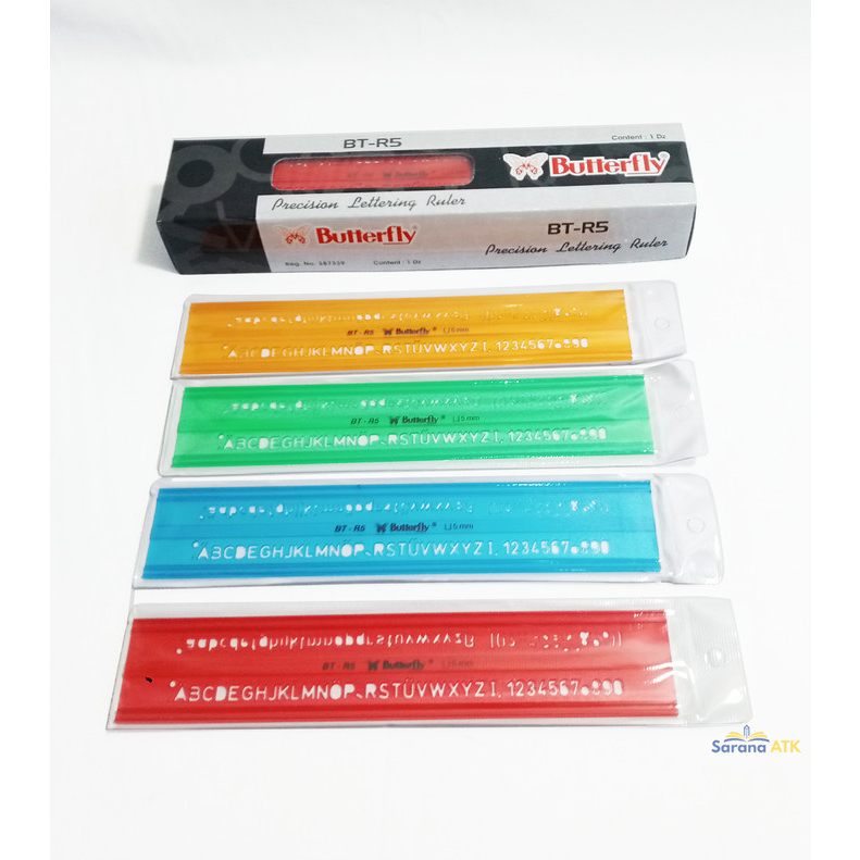 Jual BUTTERFLY - Penggaris Sablon Mal Angka Dan Huruf 5mm BT-R5 - Pcs ...