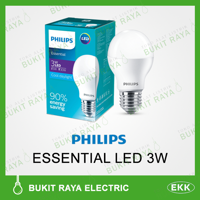 Jual Philips LED Essential 3W Putih Cool Daylight CDL LED Ess E27 | Shopee Indonesia