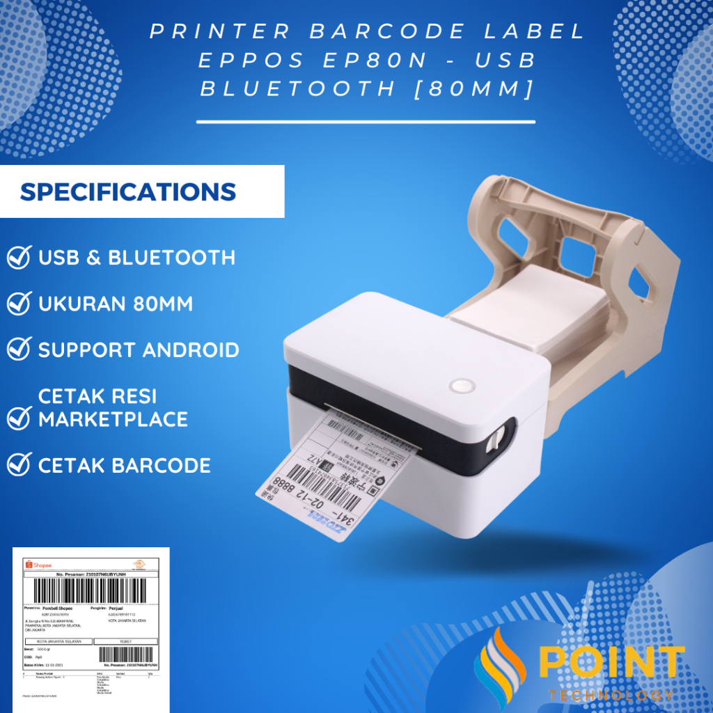 Jual Printer Resi Label EPPOS EP80N USB-BLUETOOTH [80mm] | Shopee Indonesia