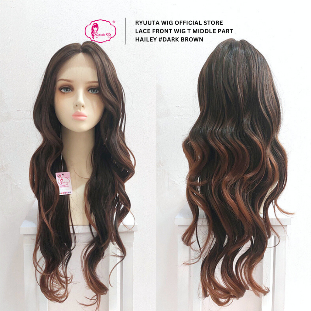 Jual Ryuuta Wig Lace Front Wig Gelombang Panjang Hailey Hitam Coklat 30 ...