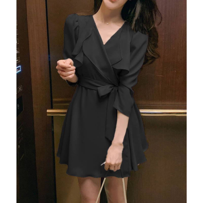 Jual Elva Dress Simple Basic Chic Minimalis Korean Style Look Mini ...