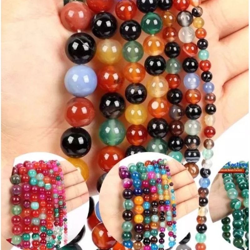 Jual Manik Batu Alam Multicolours 6mm 8mm 10mm 12mm | Shopee Indonesia