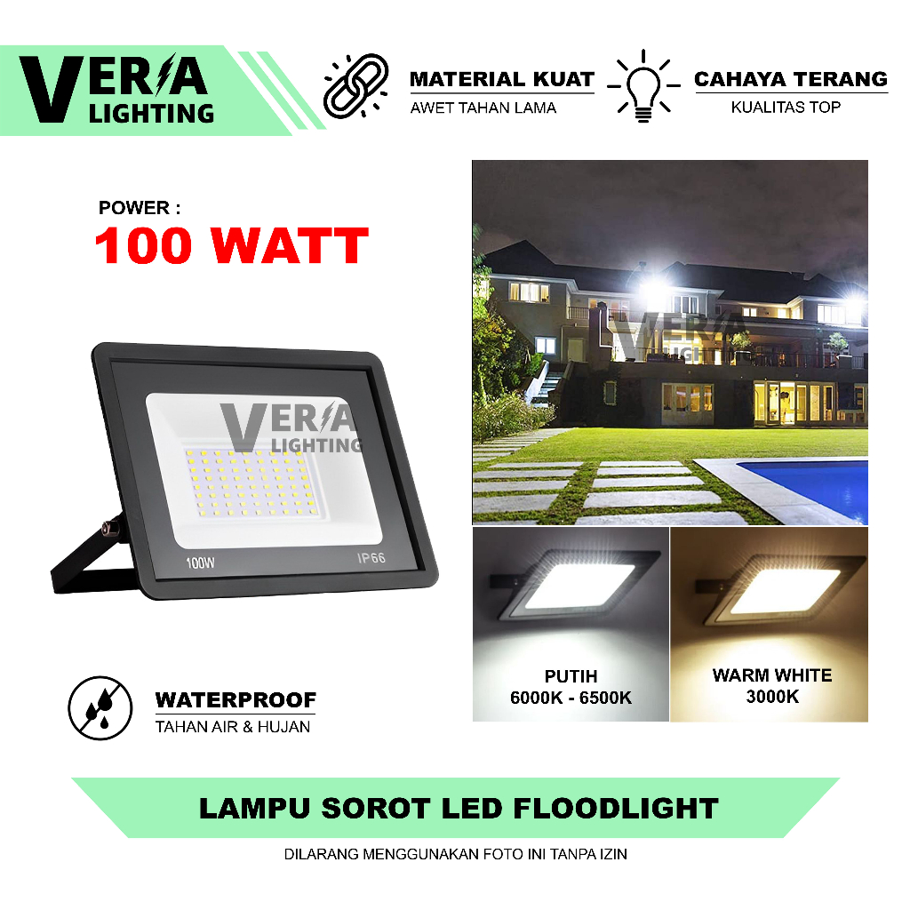 Jual Lampu Sorot LED 100W Flood Light Tembak Outdoor 100 Watt | Shopee Indonesia