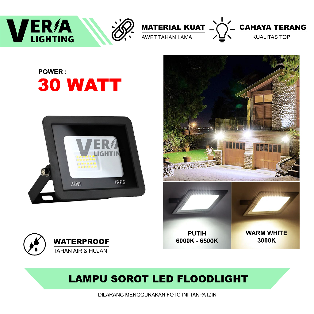 Jual Lampu Sorot LED 30W Flood Light Tembak Outdoor 30 Watt | Shopee Indonesia