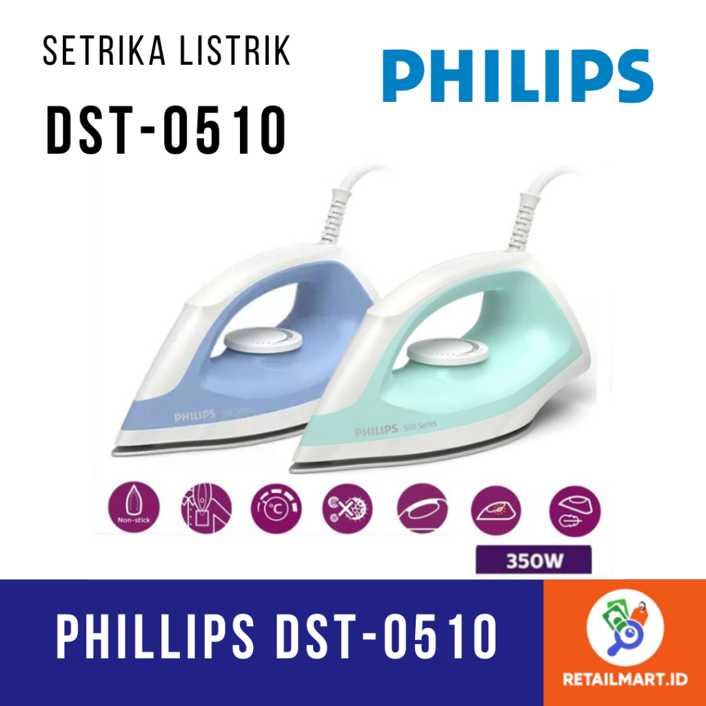 Jual PHILLIPS: DST-0510 SETRIKA LISTRIK ANTI LENGKET | Shopee Indonesia