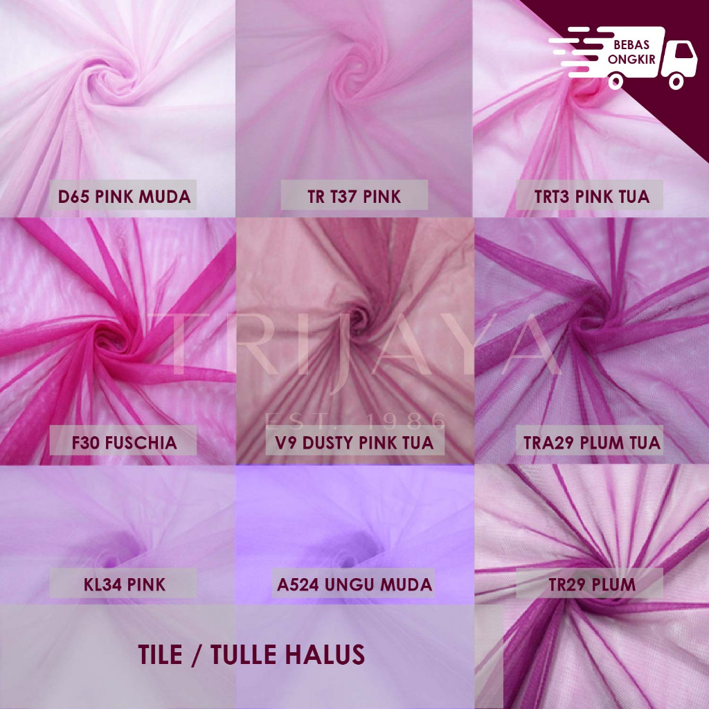Jual Kain Tile Halus Tile Lembut Tile Lemas Tulle Soft Mesh Polos (Per ...