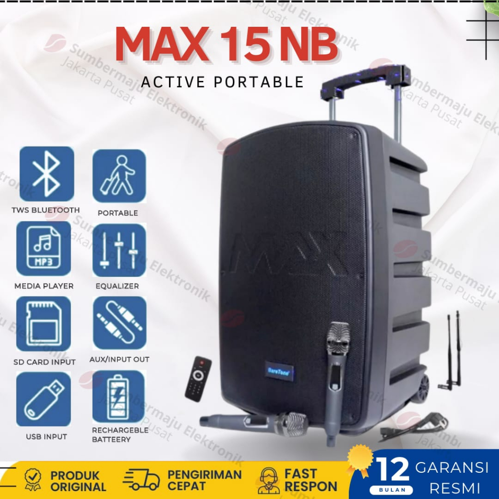 Jual Speaker Portable Wireless Baretone MAX 15 NB Original 15 inch MAX ...